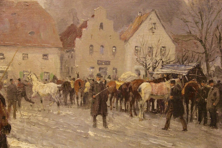 Georg Koch - Georg Koch 1857-1936, "At the horse market" Oil on canvas ...