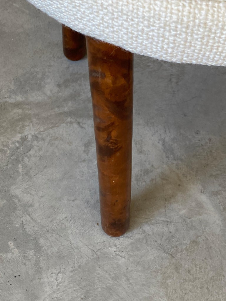 Georg Kofoed, Modernist Stool, Stained Wood, White Fabric, Denmark ...