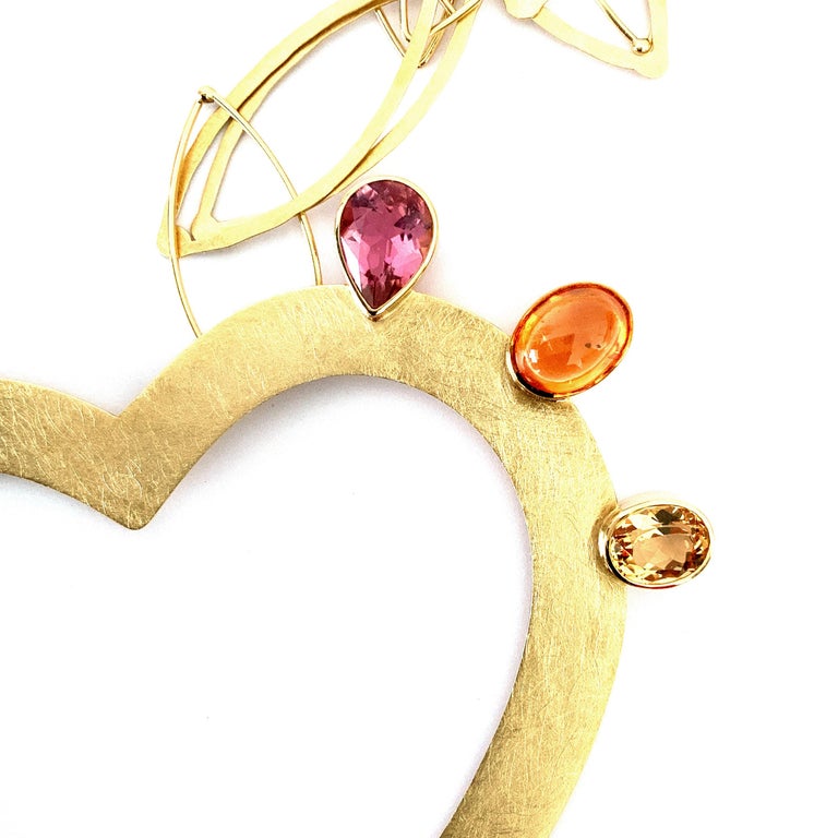 Georg Spreng, Flaming Heart necklace 18 Karat Gold Tourmaline ...