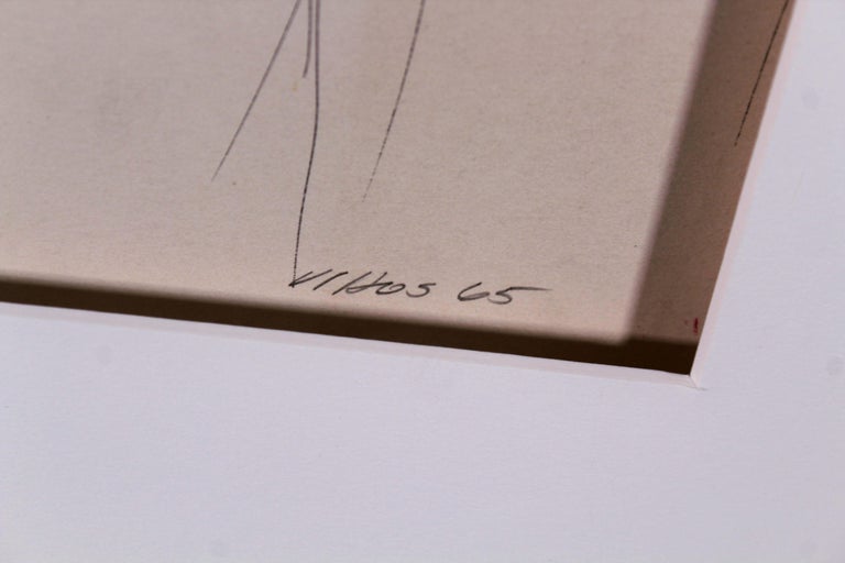 Georg Vihos Guardians Signed 1965 Graphite Drawing on Paper Fulbright ...