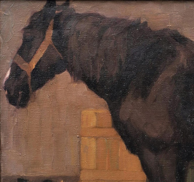 Georg Wolf - Horse Painting "Standing Horse in the Stable" Georg Wolf ...