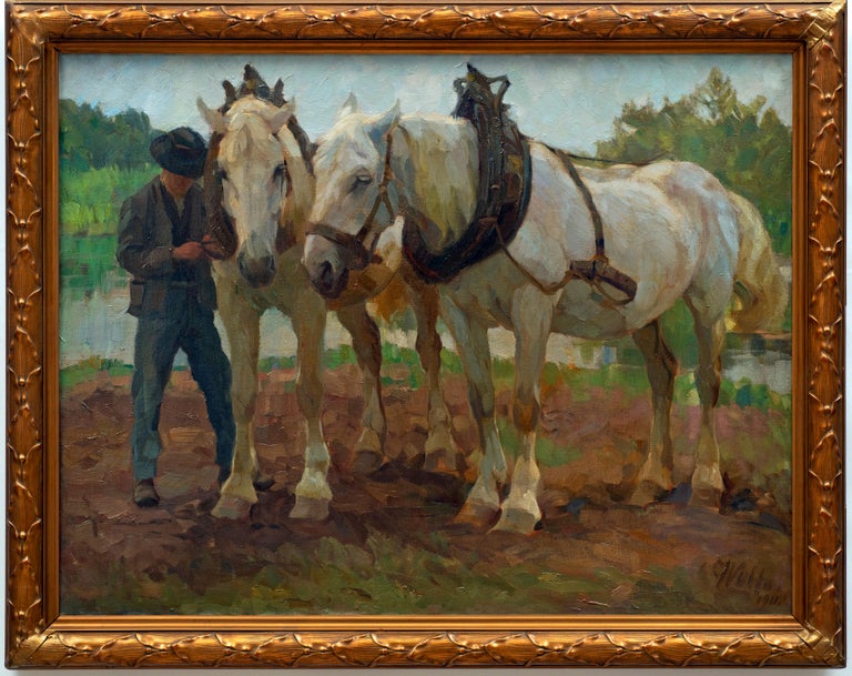 Georg Wolf - White Horses on Water (Schimmel am Wasser) Dated 1911 at ...