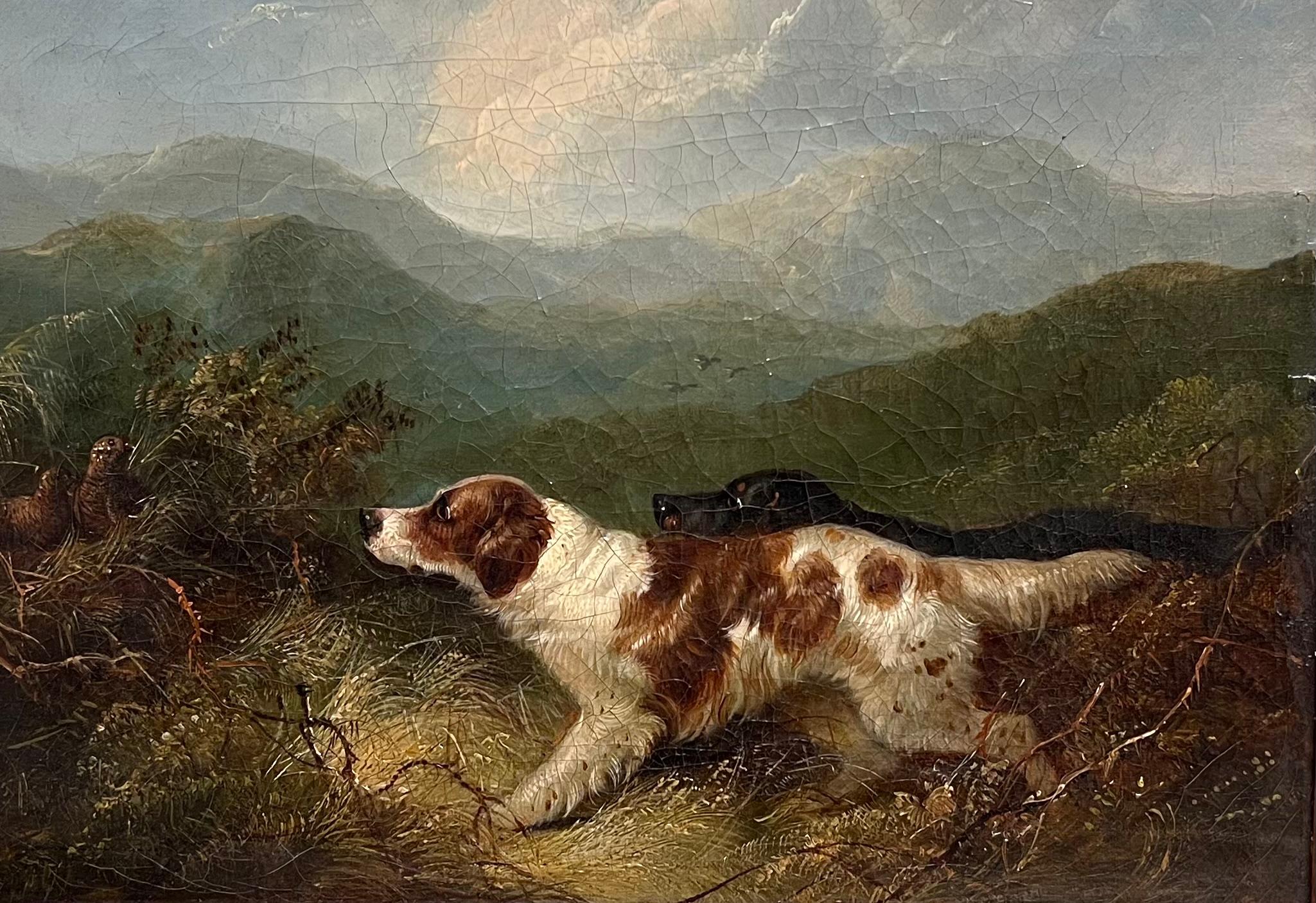 George Armfield - Fine Victorian Oil Painting Spaniel Dogs in Scottish ...