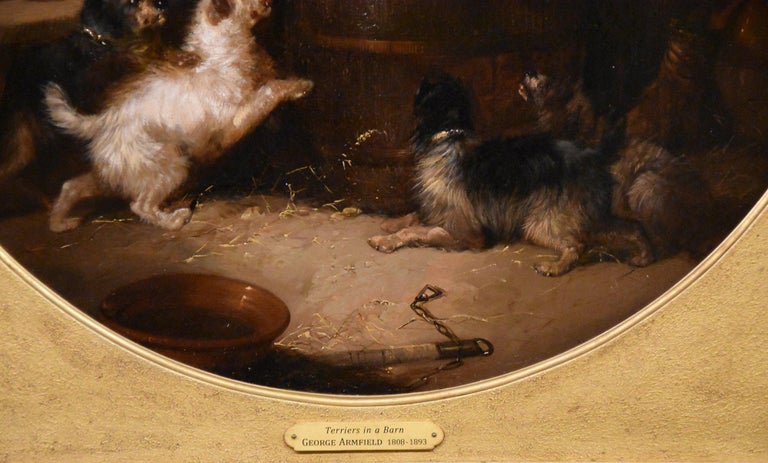 George Armfield - Oil Painting Pair by George Armfield "Terriers in a ...