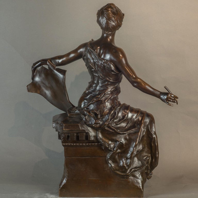 George Bareau - Fine Pair of Patinated Bronze Females by Georges Bareau ...