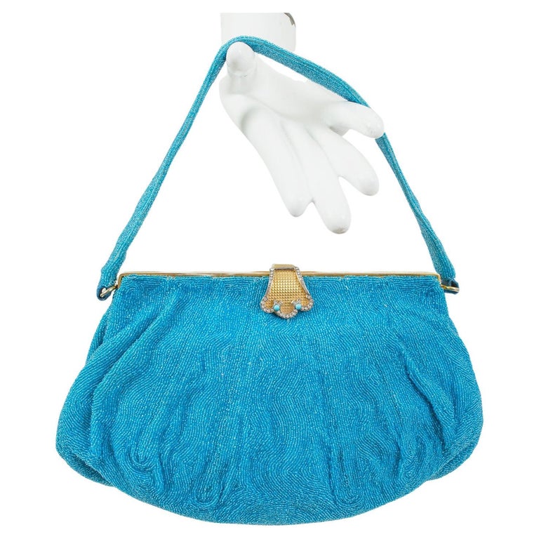 George Baring Turquoise Micro Bead and Jewel Pochette Evening Bag ...