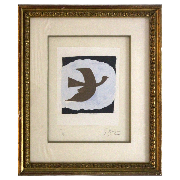 George Braque Oiseau Bistre 1960 Signed Modern Lithograph 11/75 Framed ...