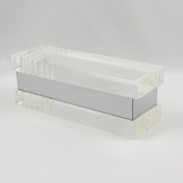 George Bullitt 1970s Lucite Chrome Box at 1stDibs