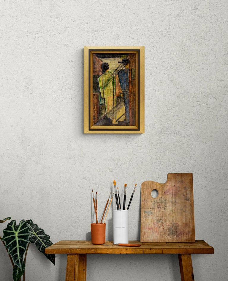 George Carter - 1970s Abstract Figurative Framed Oil Painting ...