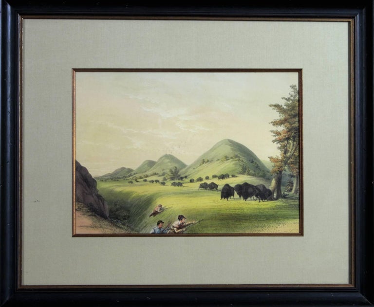 George Catlin - Buffalo Hunt, Approaching a Ravine PL. No 11 Catlin ...