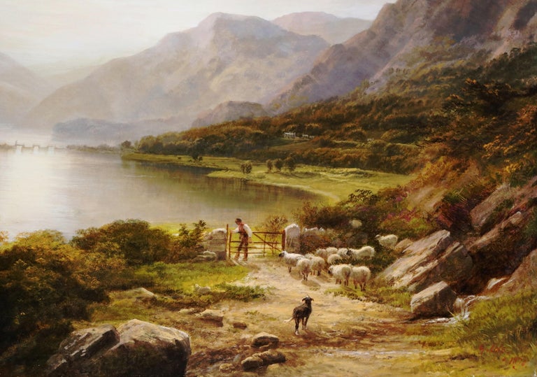 George Cole - The Lake District - Large 19th Century English Sunset ...