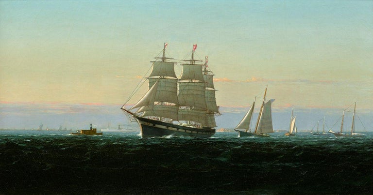 George Curtis - Marine Scene of a Clipper Ship Leaving Boston Harbor ...