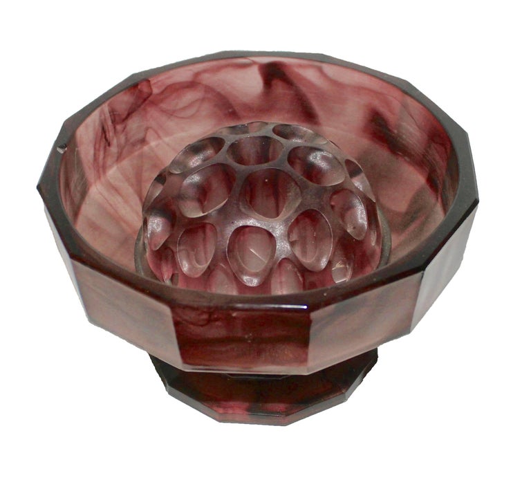 George Davidson, Cloud Glass Bowl, Purple Amethyst, Art Deco, circa ...