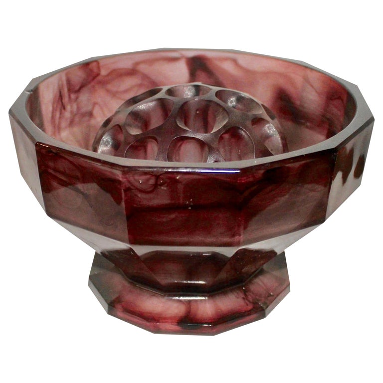 George Davidson, Cloud Glass Bowl, Purple Amethyst, Art Deco, circa ...