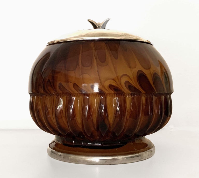 George Davidson, Glass and Silver Jewelry Box, England 1920s Art Deco ...