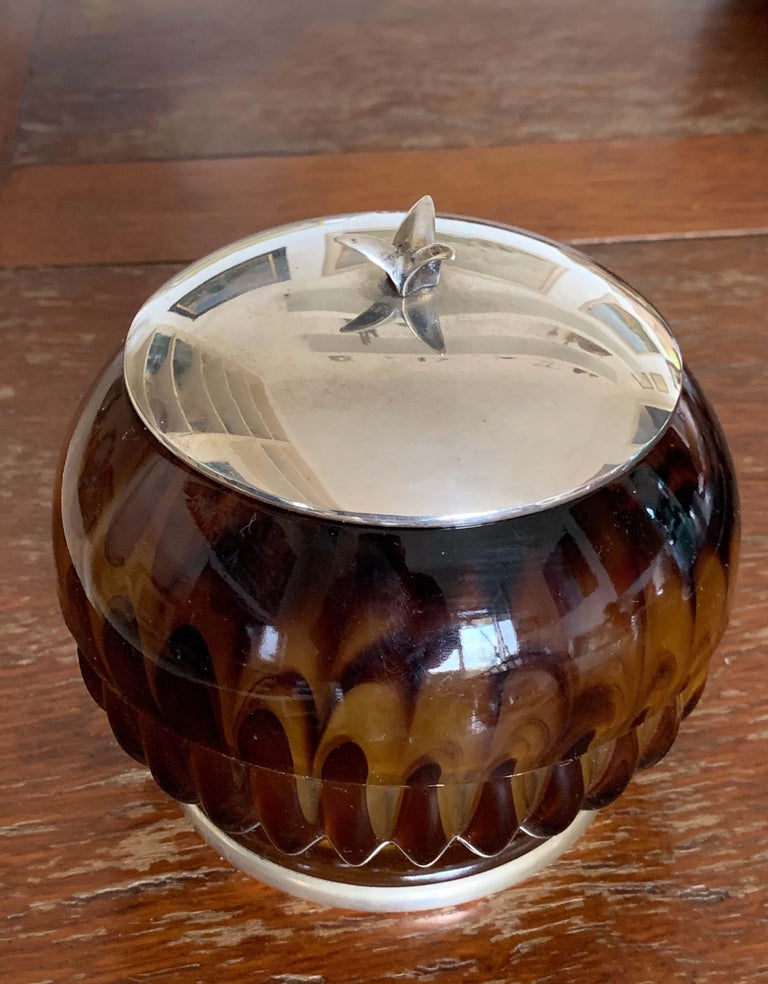 George Davidson, Glass and Silver Jewelry Box, England 1920s Art Deco ...