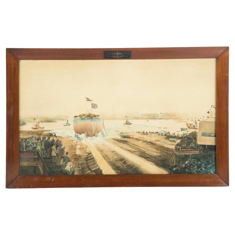 George Edward Horton: the Launch of H.M.S. ‘Victoria’ from the Elswick ...