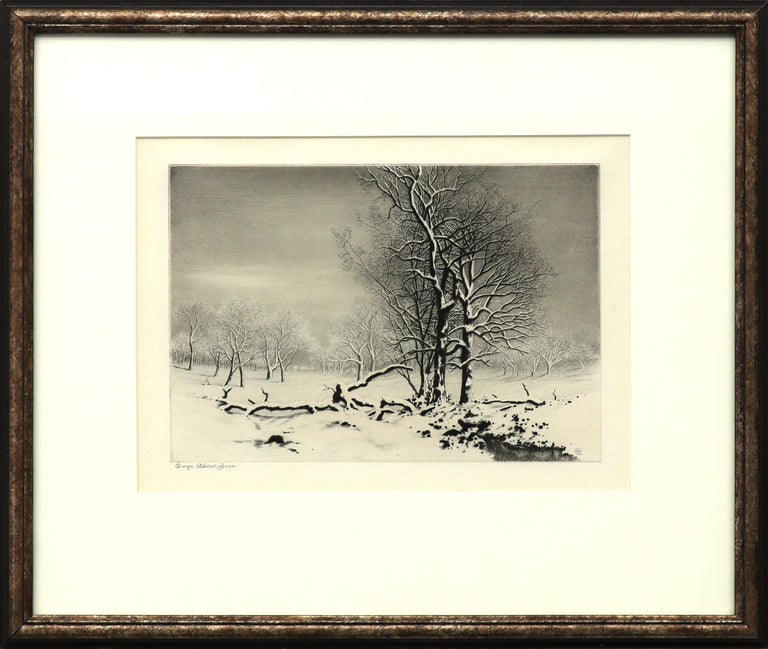 George Elbert Burr - Original Signed Lithograph Print of a Winter ...