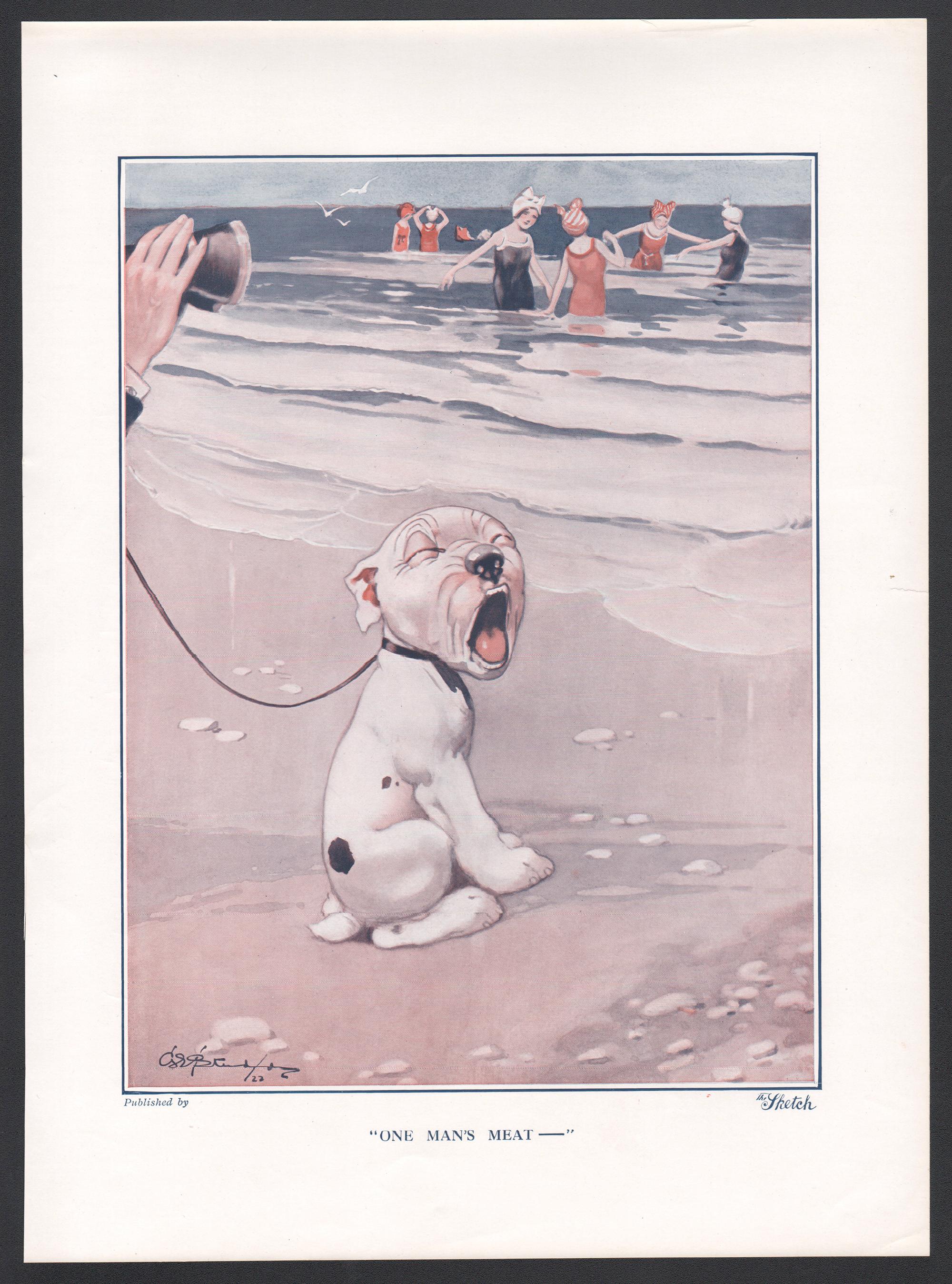 One Man's Meat. George Studdy Bonzo puppy bull dog print For Sale at 1stDibs