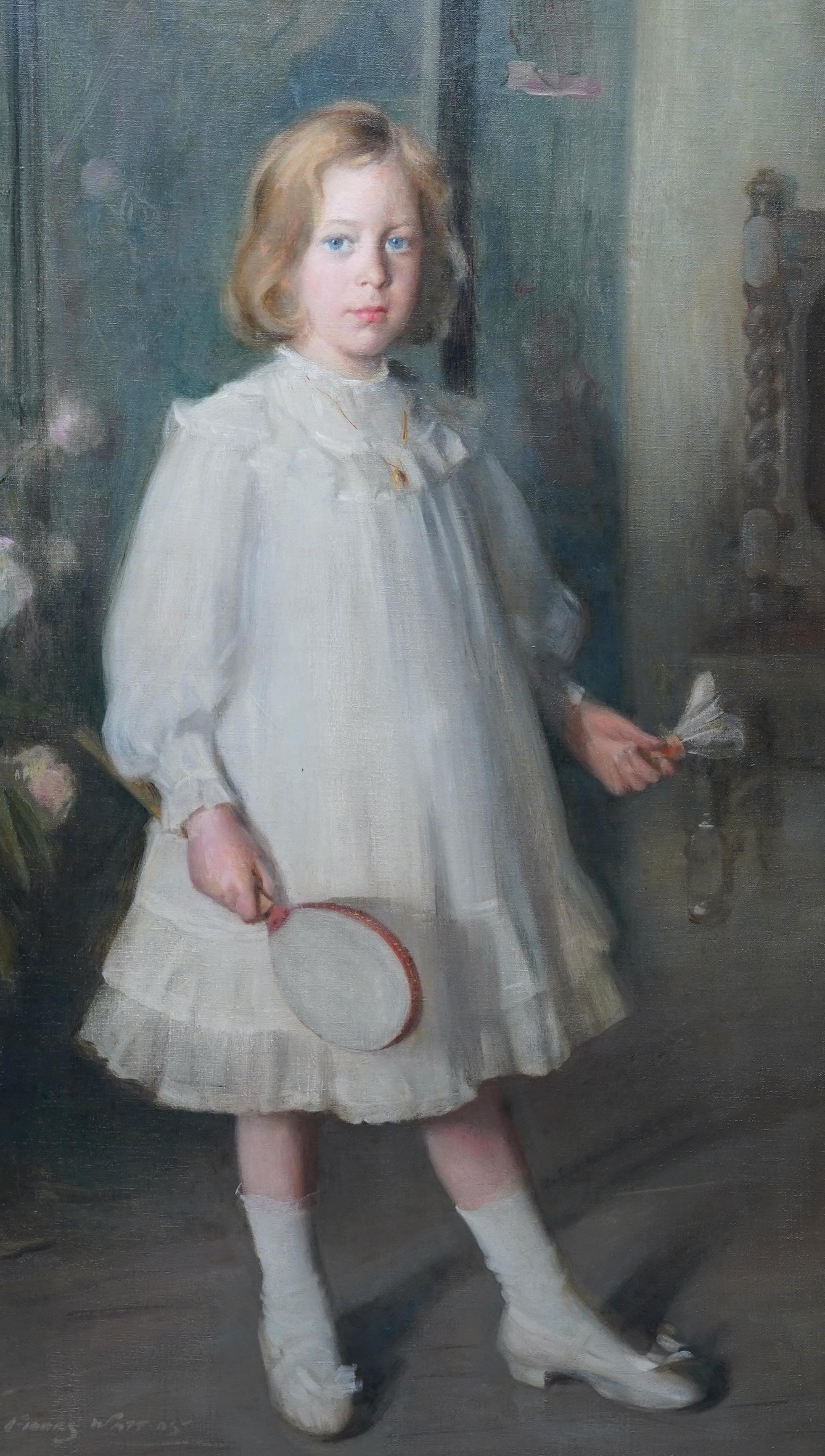 George Fiddes Watt - Portrait of Muriel Sutherland Playing Badminton ...