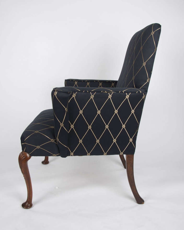 Fine George 1st Period Wing Armchair in Walnut reupholstered, English ...