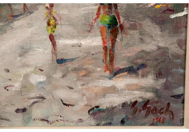 George Gach 'Hungarian-American, NY, 1909-1996' Oil On Canvas, "Jones Beach 1968 For Sale at 1stDibs