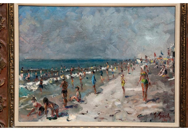 George Gach 'Hungarian-American, NY, 1909-1996' Oil On Canvas, "Jones Beach 1968 For Sale at 1stDibs