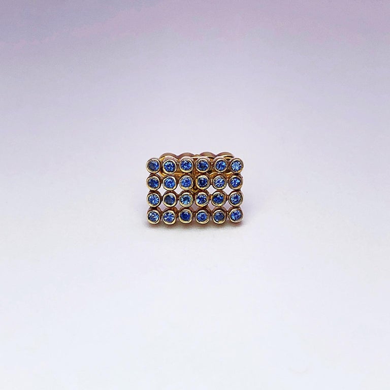 George Gero 18 Karat Gold Rectangular Cufflinks with 1.17 Carat Blue ...