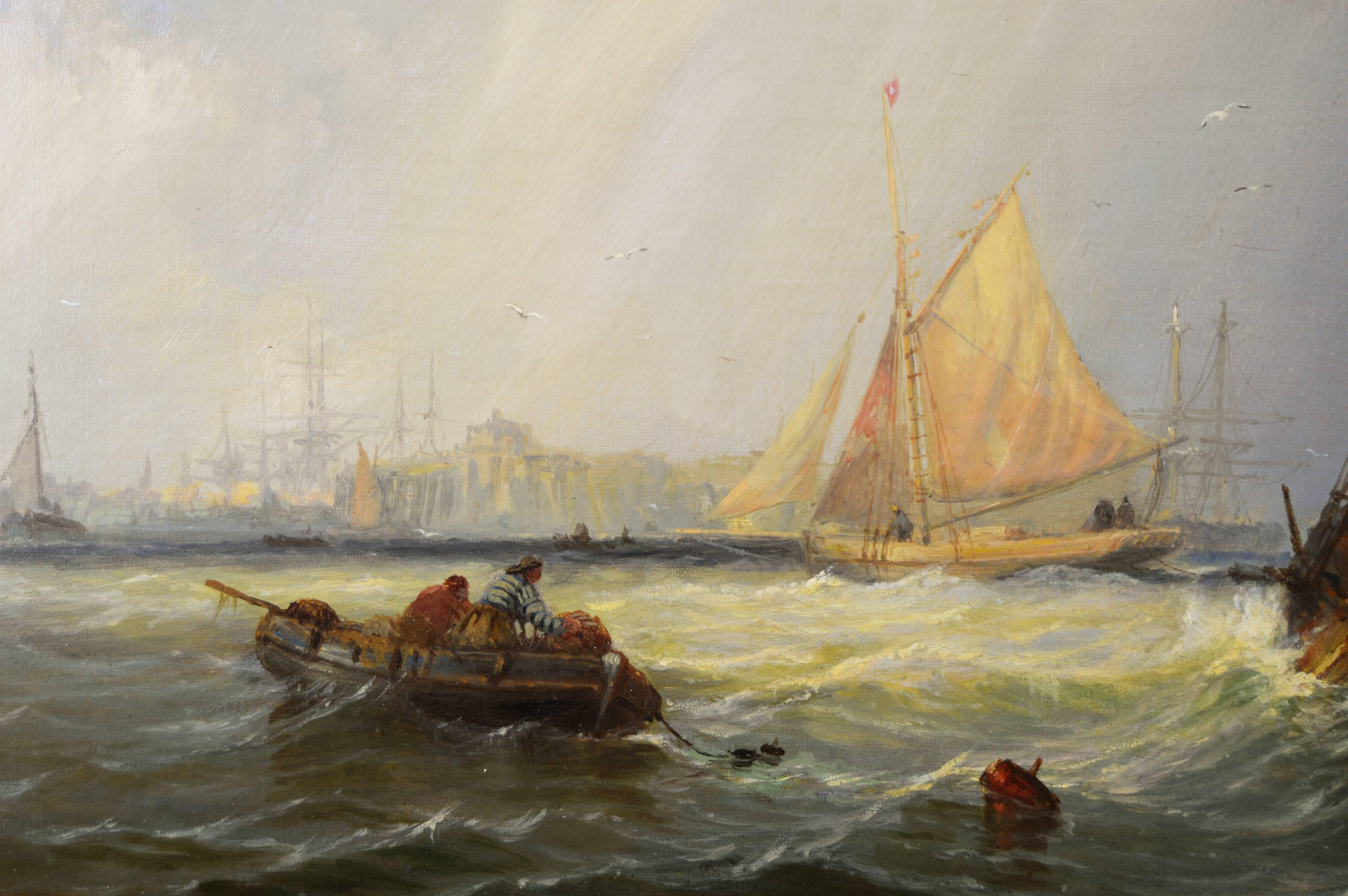 George Gregory - 19th Century marine oil painting of ships on the ...