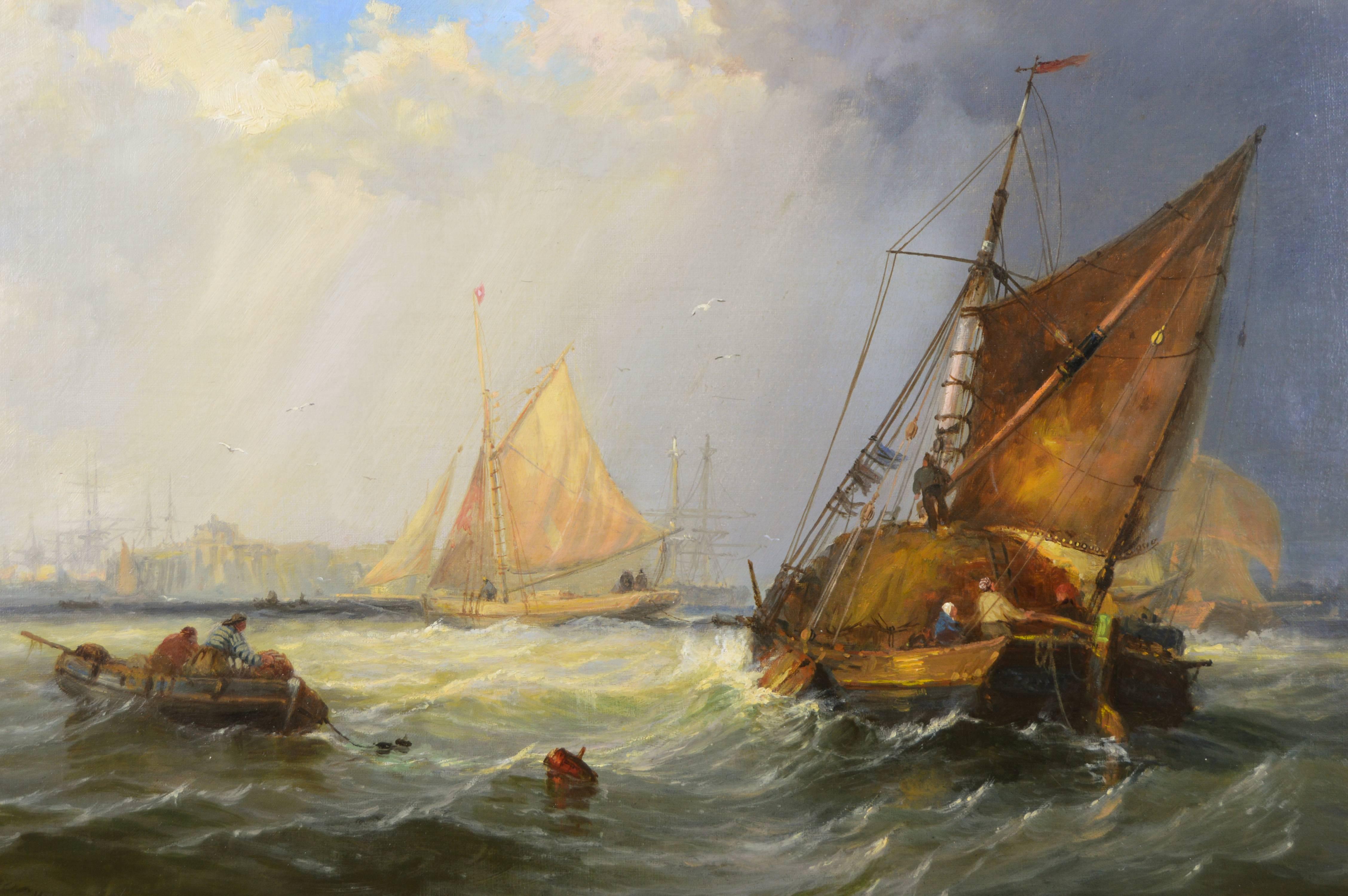 George Gregory - 19th Century marine oil painting of ships on the ...