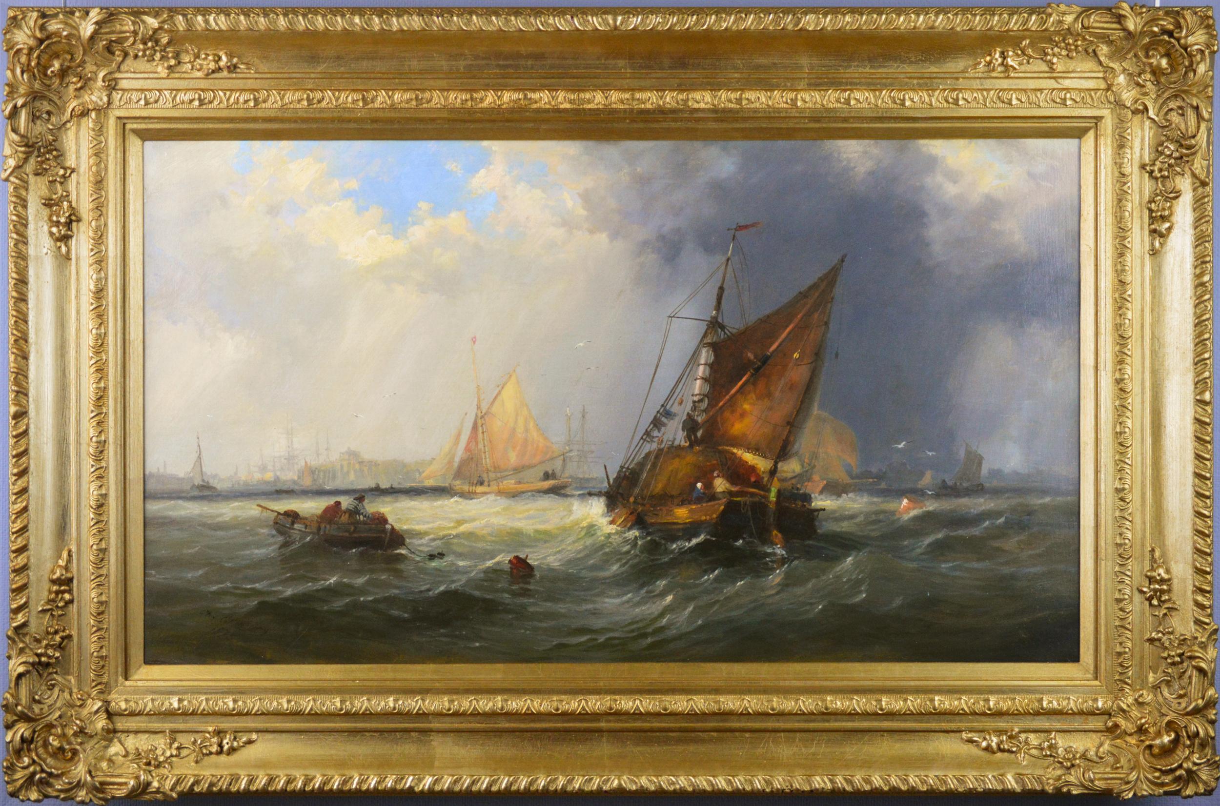 George Gregory - 19th Century marine oil painting of ships on the ...