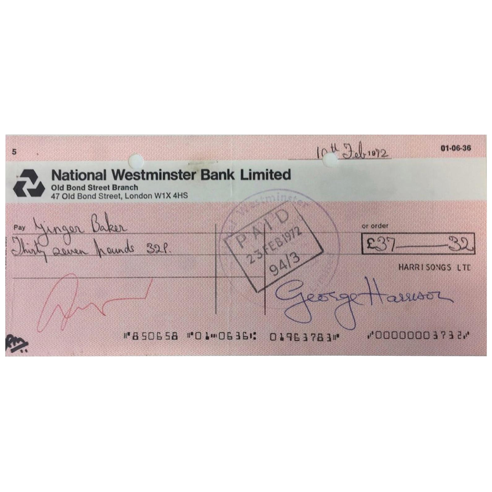 Signed Cheque - 2 For Sale on 1stDibs | where to sign a cheque, where ...