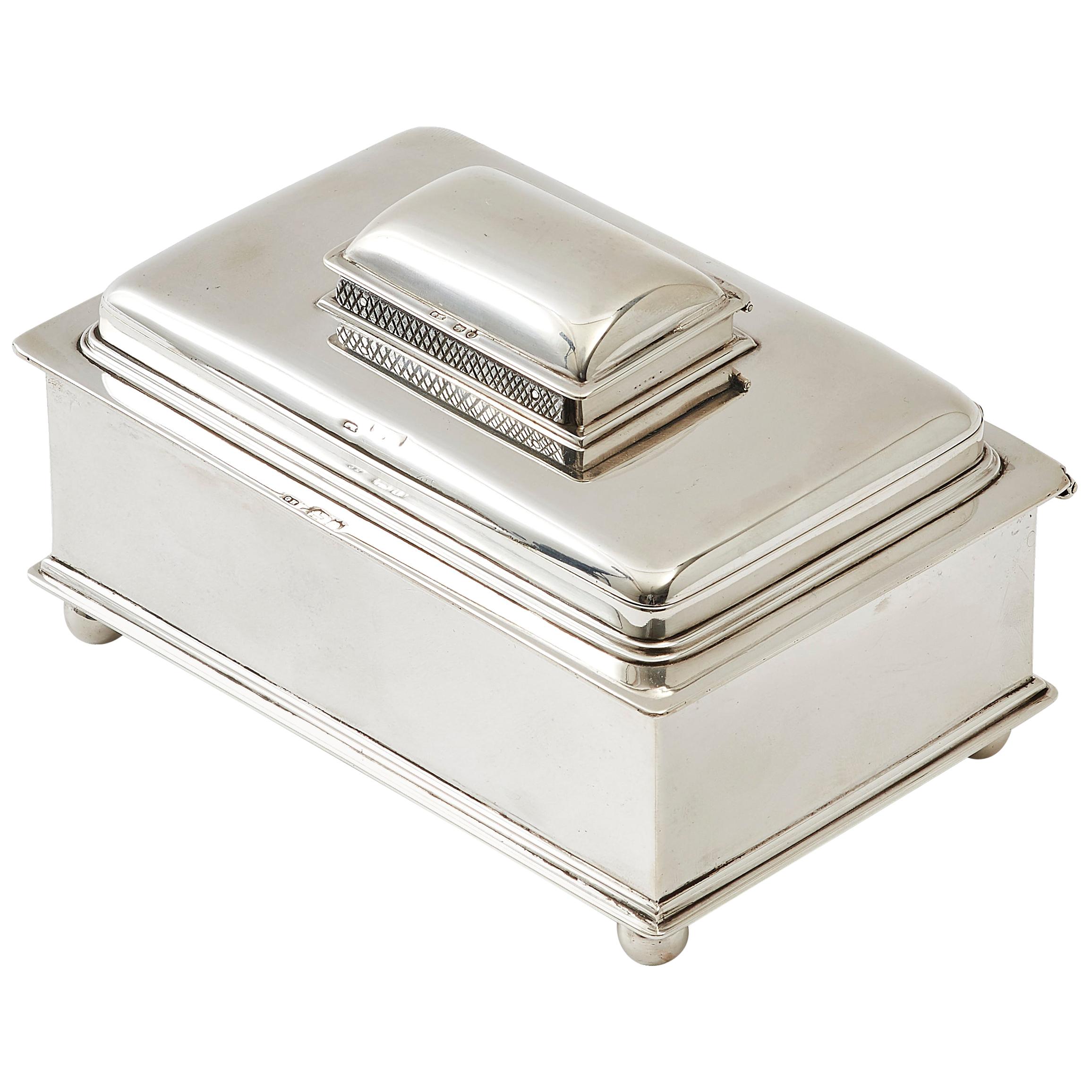 Vertical Shagreen Box with Sterling Silver Feet at 1stDibs