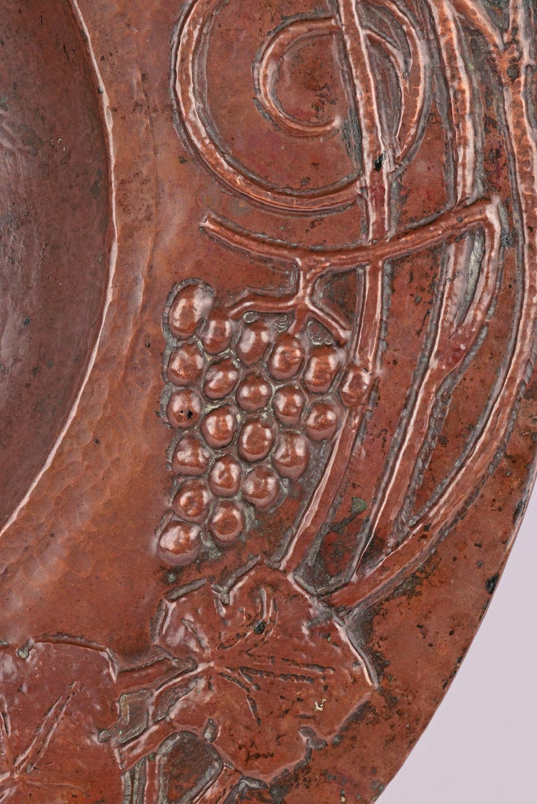 George Hugo Tabor Arts and Crafts Large Copper Grape Vine Fruit Bowl ...