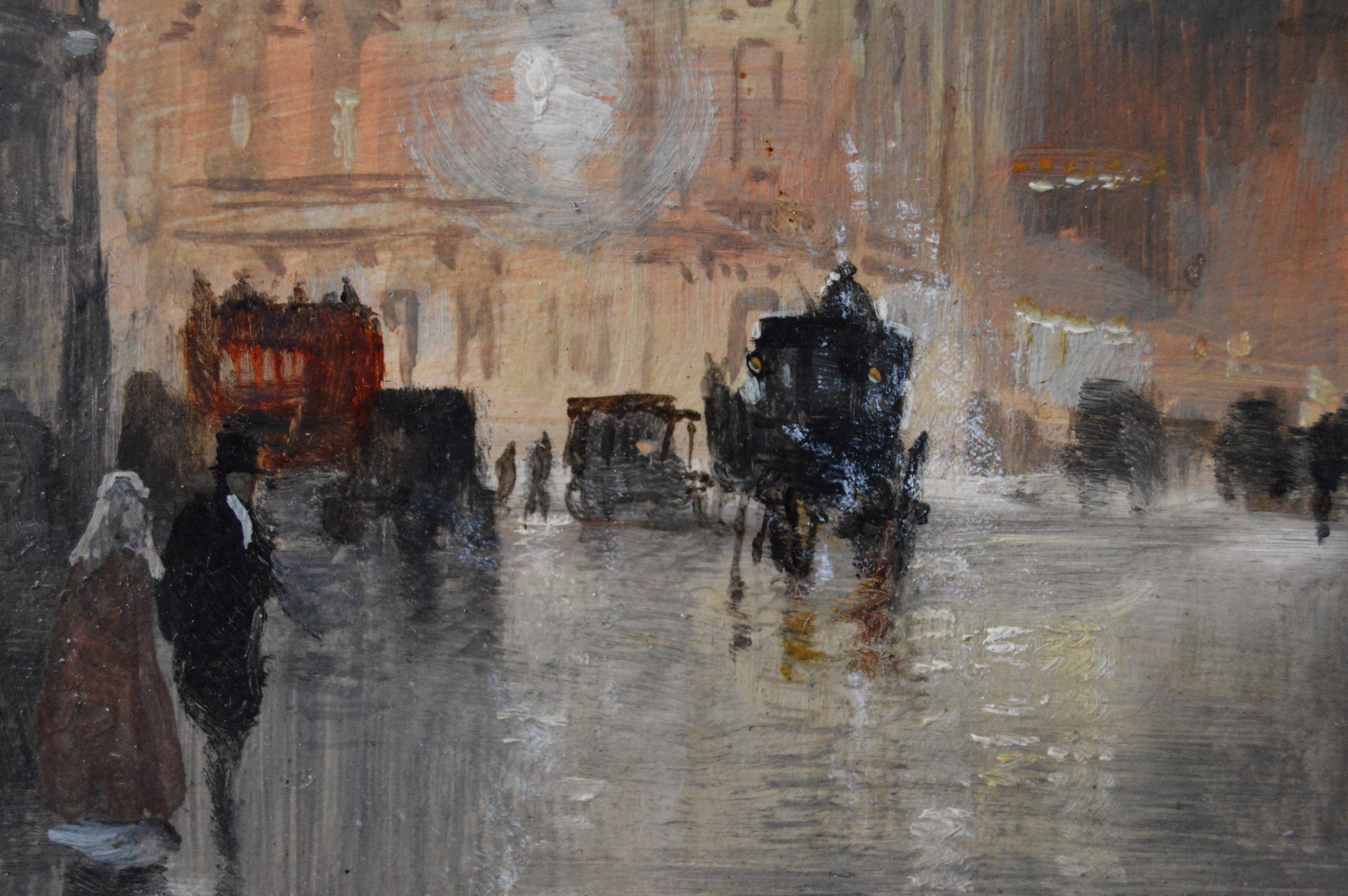 George Hyde Pownall - 19th Century moonlight townscape oil painting of ...