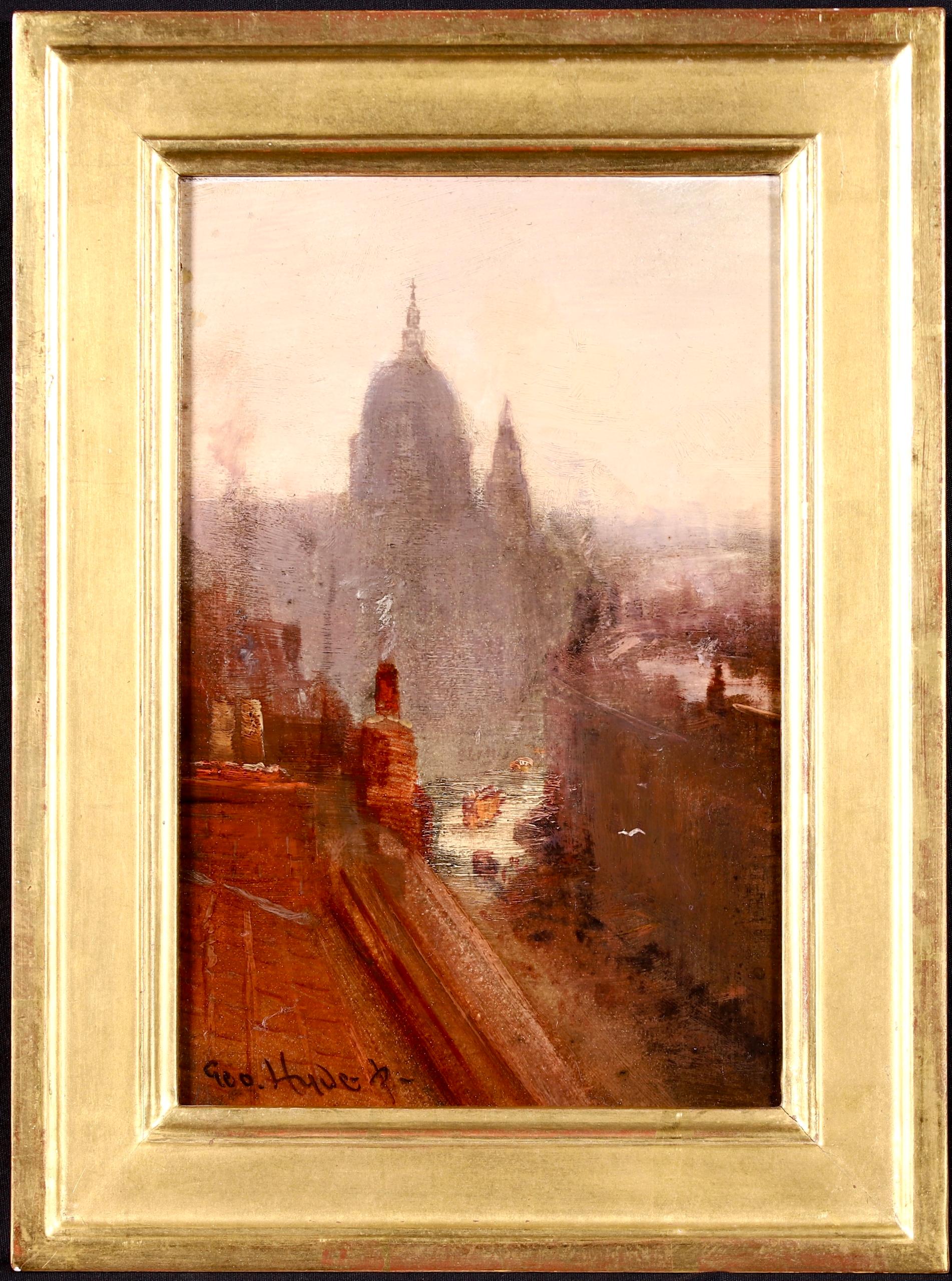 George Hyde Pownall - Above the Smoke - Impressionist Oil, Cityscape by ...