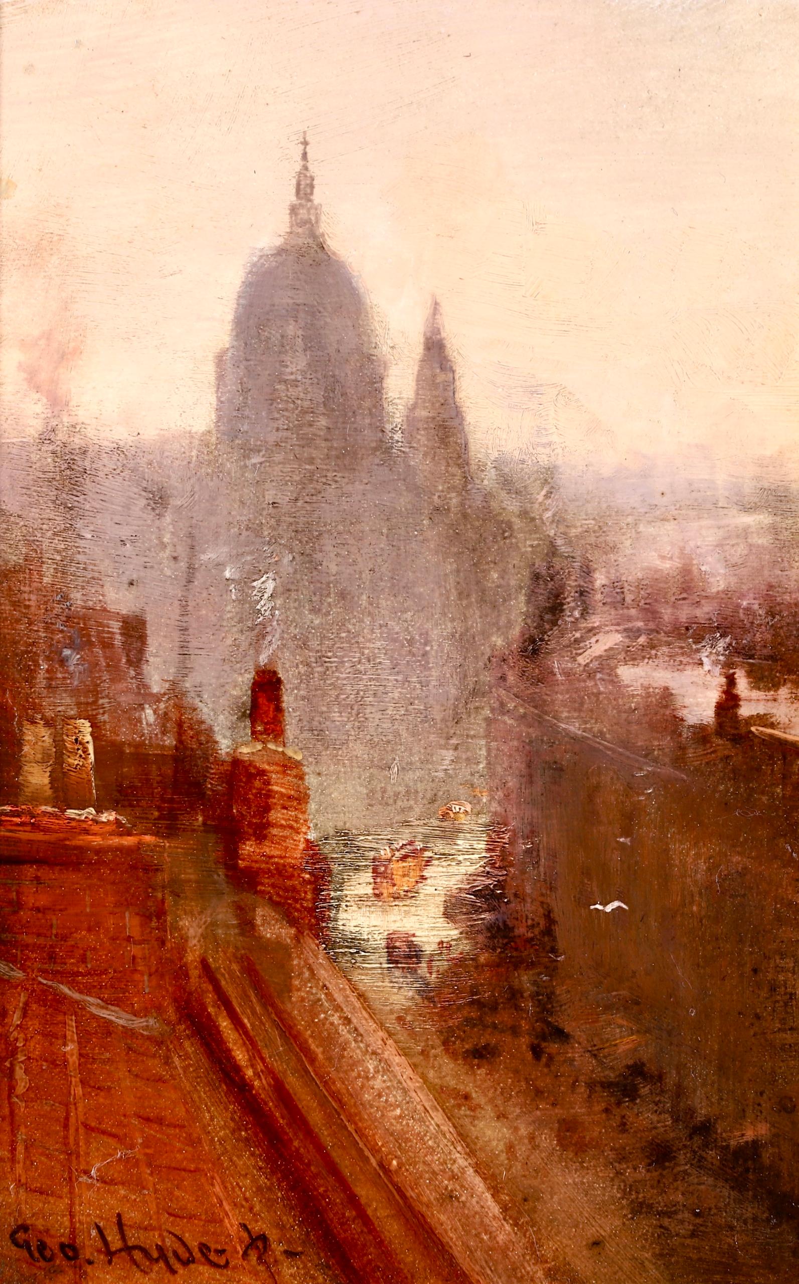 George Hyde Pownall - Embankment - Impressionist Oil, Cityscape at ...