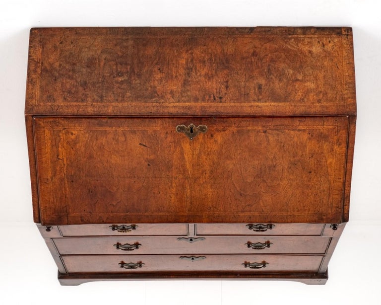 George I Bureau Desk Walnut Chest Drawers For Sale at 1stDibs