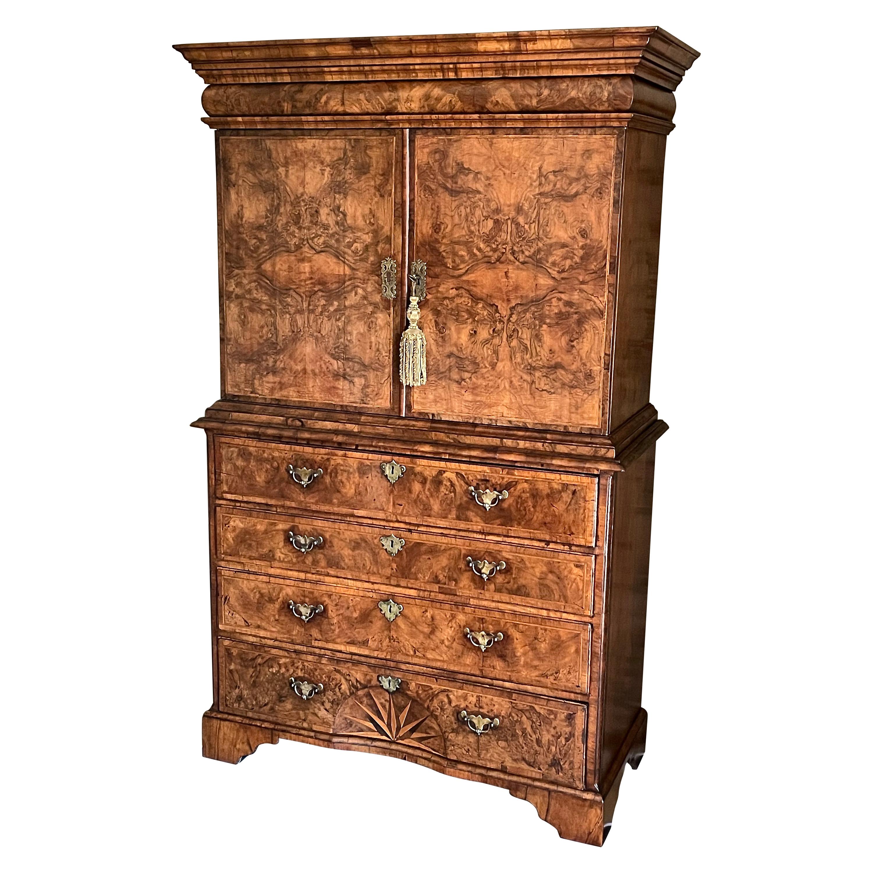 George III burr walnut and rosewood writing cabinet in the manner of ...