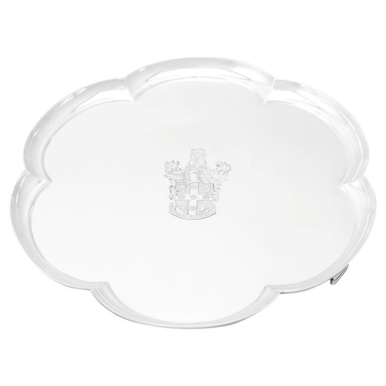 George I Style English Sterling Silver Serving Salver For Sale at 1stDibs