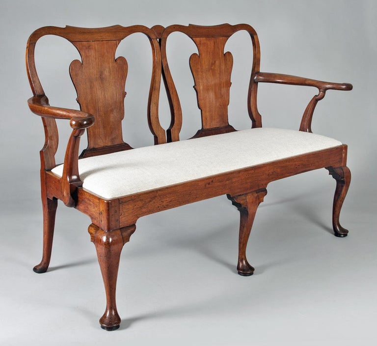 George I Walnut Double Chair-Back Settee For Sale at 1stDibs