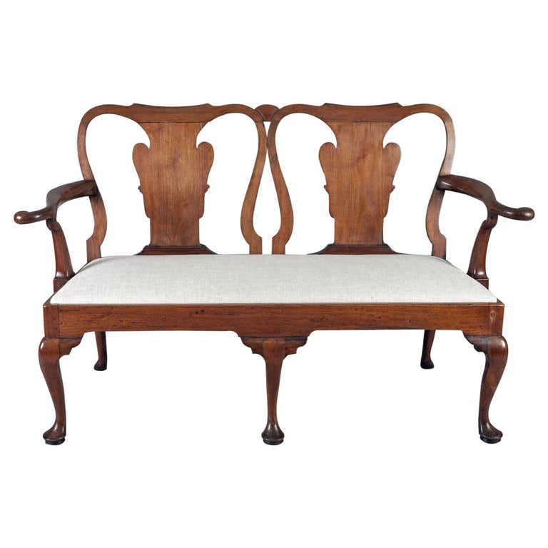 George I Walnut Double Chair-Back Settee For Sale at 1stDibs