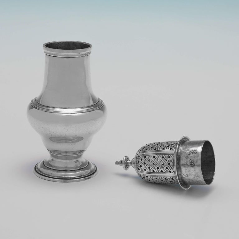 George II Antique Sterling Silver Pepper Pot, London 1756 Jabez Daniell ...
