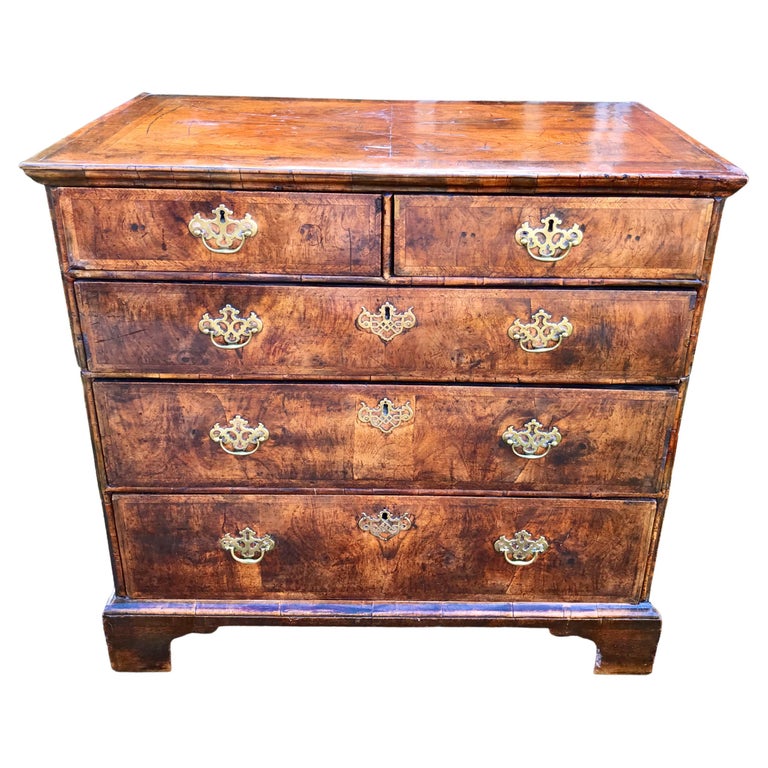 George II Burl Walnut Chest with Two Short Over Three Long Drawers at ...
