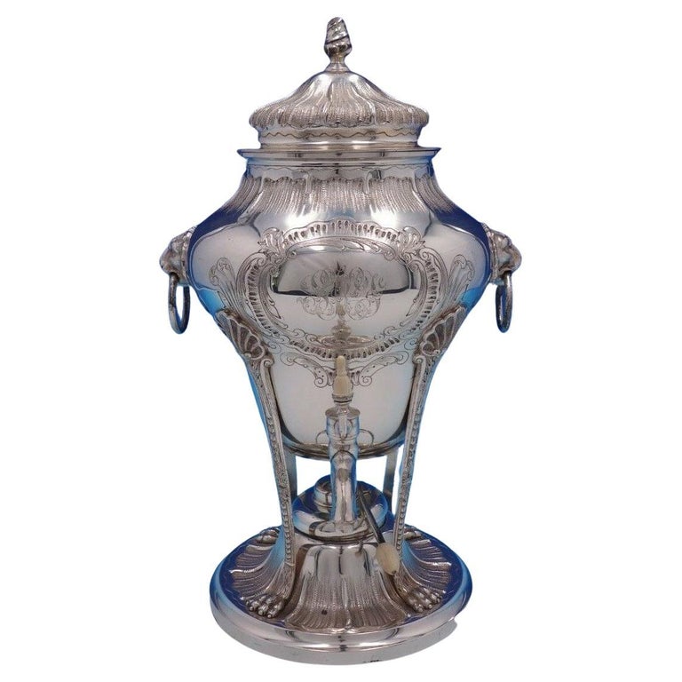 George II by Tuttle Sterling Silver Coffee Urn w/Lion Handles Paws #435 ...