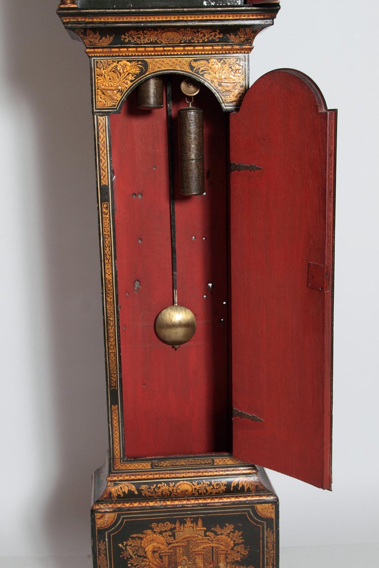 George II Lacquered Chinoiserie Tall Case Clock Inscribed Jno. Fladgate ...