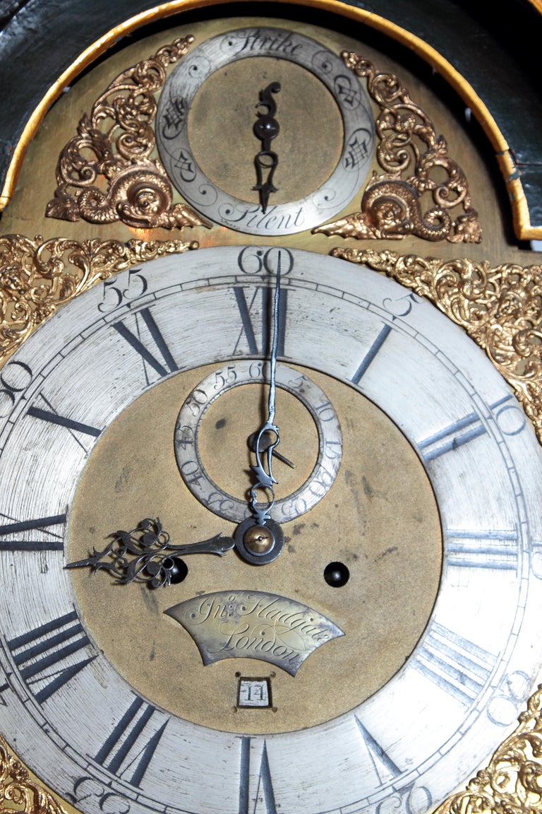 George II Lacquered Chinoiserie Tall Case Clock Inscribed Jno. Fladgate ...