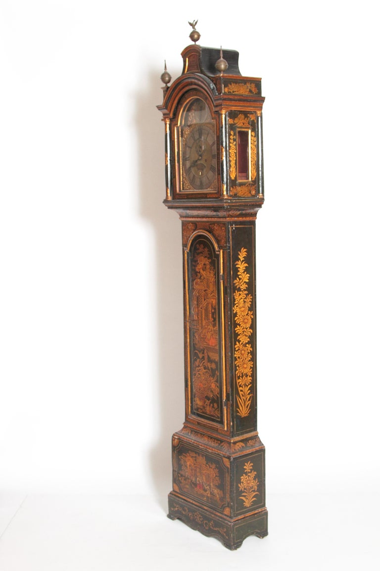 George II Lacquered Chinoiserie Tall Case Clock Inscribed Jno. Fladgate ...