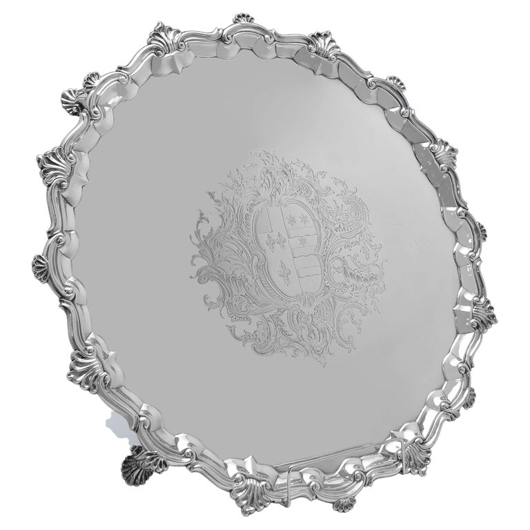 George II Period Rococo Sterling Silver Salver - 109 Troy Ounces - 21 ...