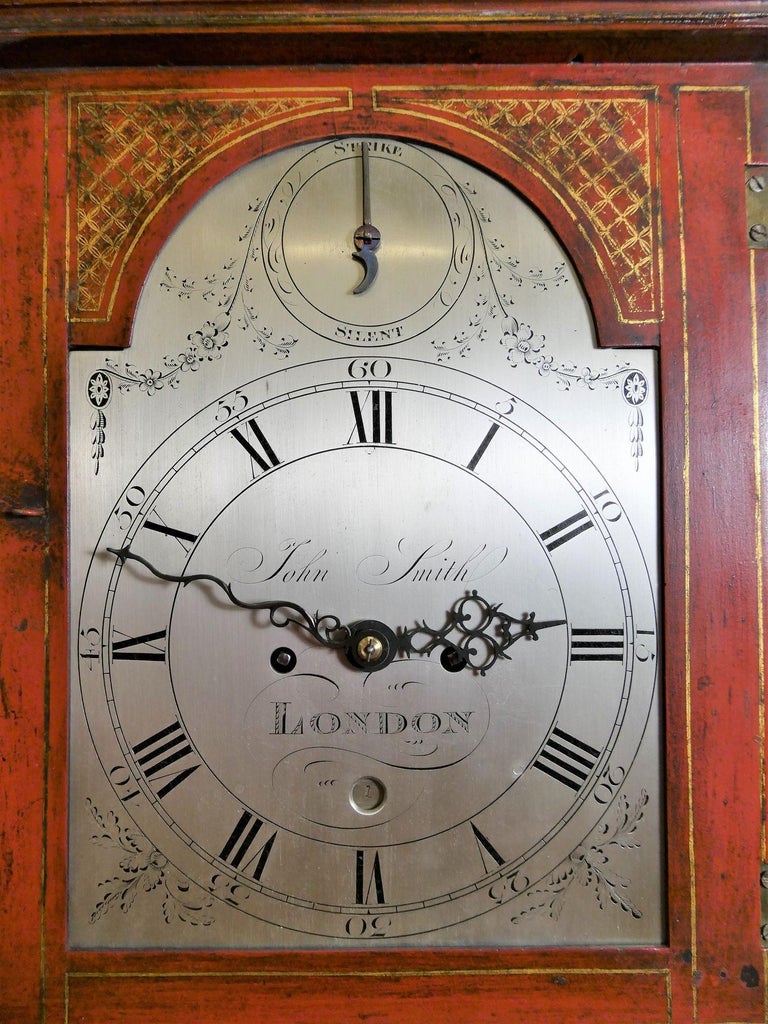 George II Red Lacquer Bracket Clock, John Smith, London For Sale at 1stDibs